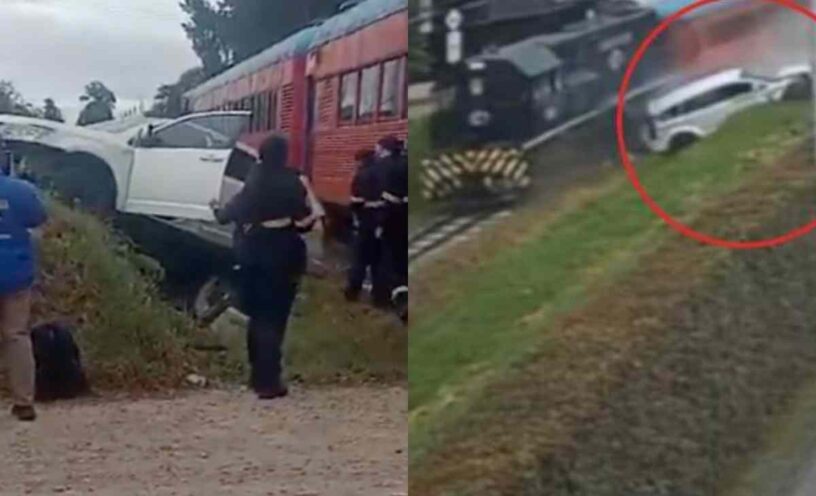 Momento exacto del accidente entre el Tren de la Sabana y una camioneta