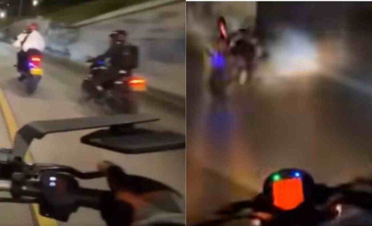 motociclista grabó su Accidente al invadir el carril del transmilenio